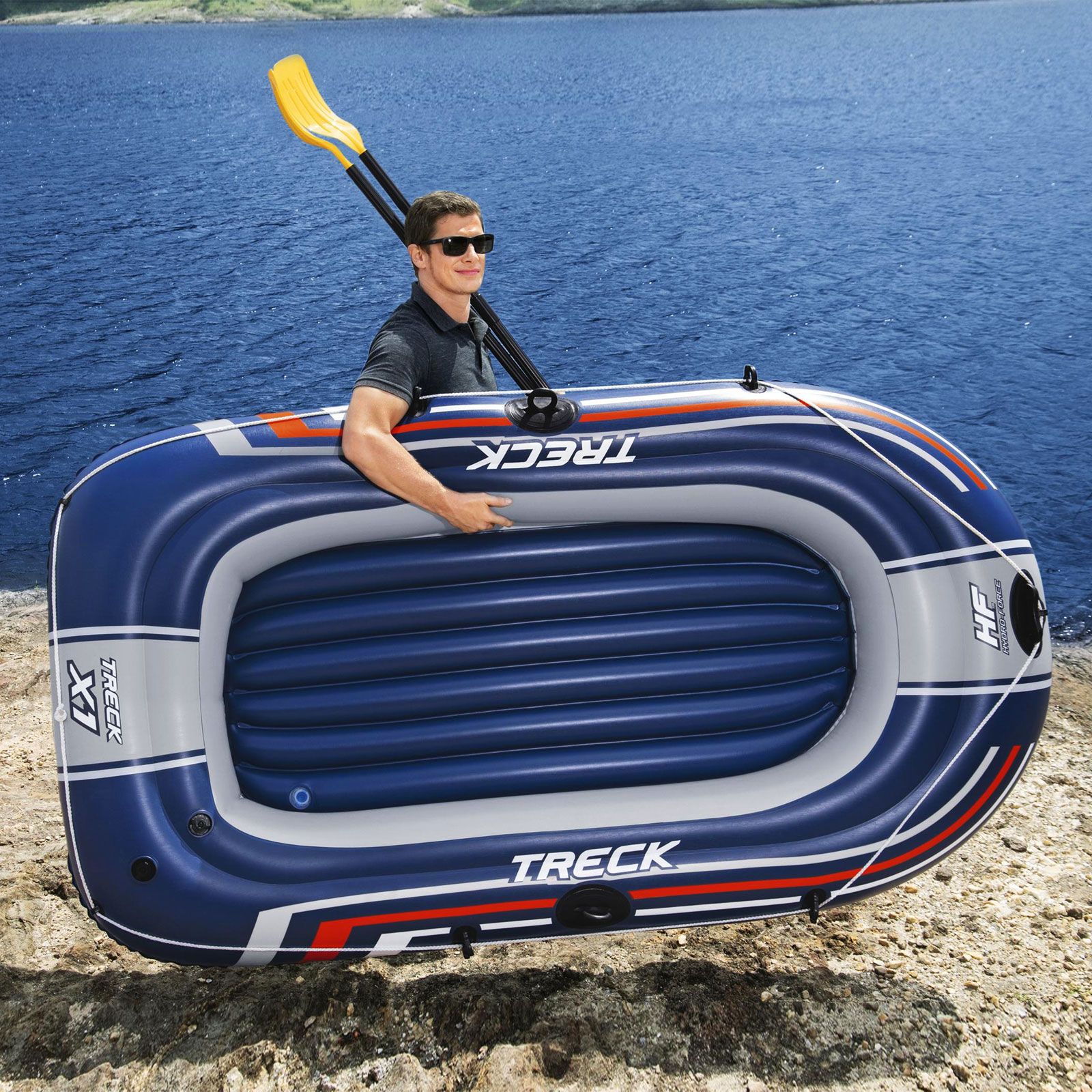 Bestway Inflatable Boat Set 2.28m X 1.21m Floating Raft Blow Up Canoe ...