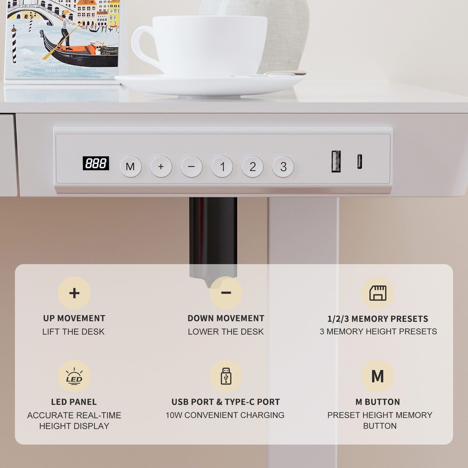 Electric Standing Desk Sit Stand Up Table Motorised Height Adjustable ...