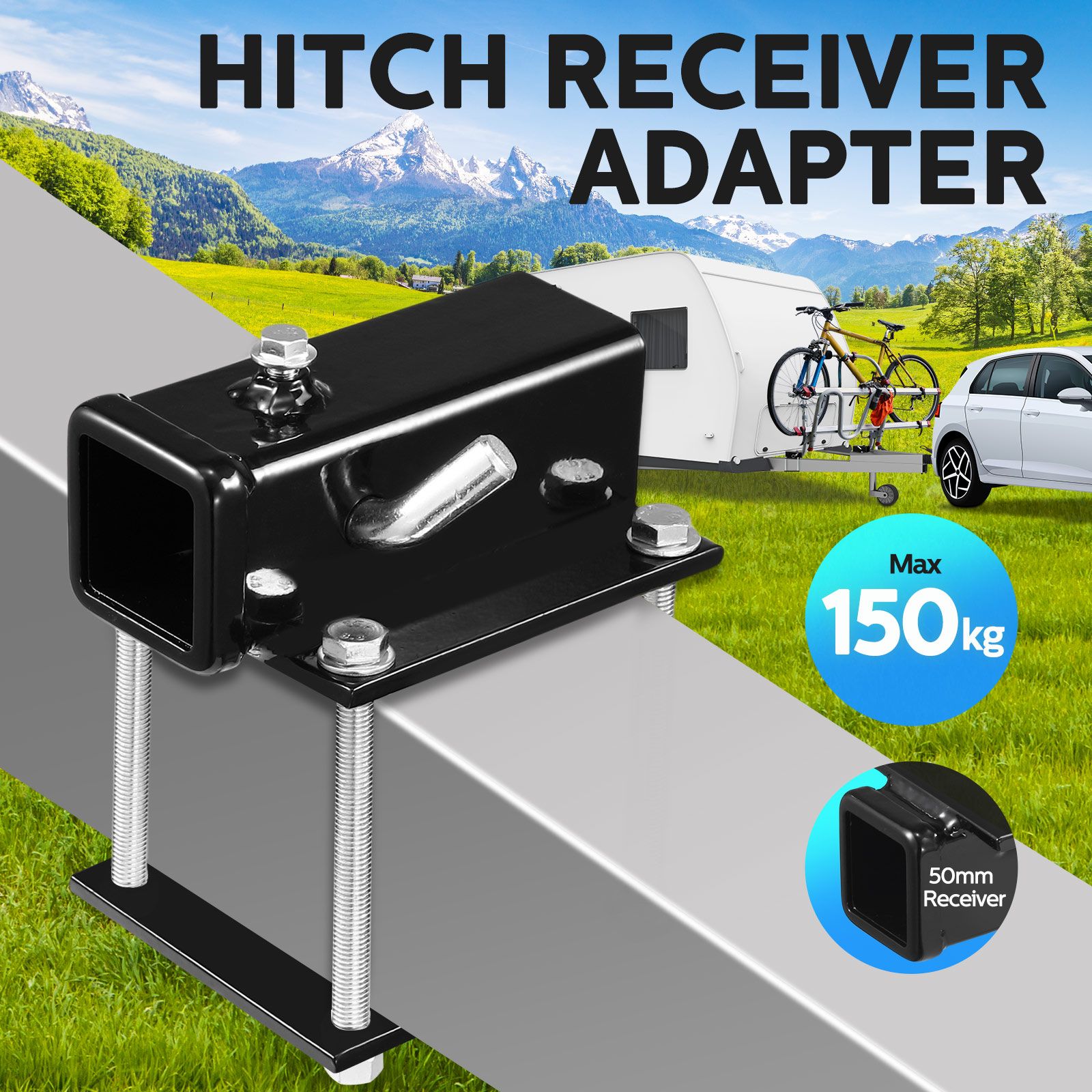 Hitch Receiver Adapter Trailer Universal Mount Reducer Caravan Bike ...