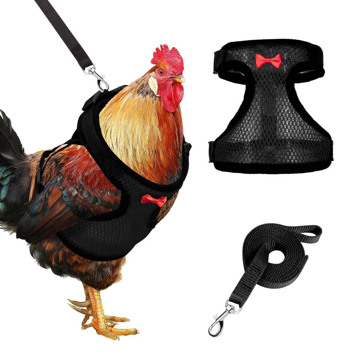 Chicken Harness with Leash,Upgraded Double Adjustment Chicken Harness ...
