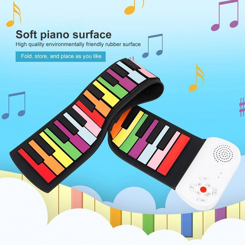 49 Keys Hand Roll Piano Portable Foldable Colorful Keyboard Hand Roll ...