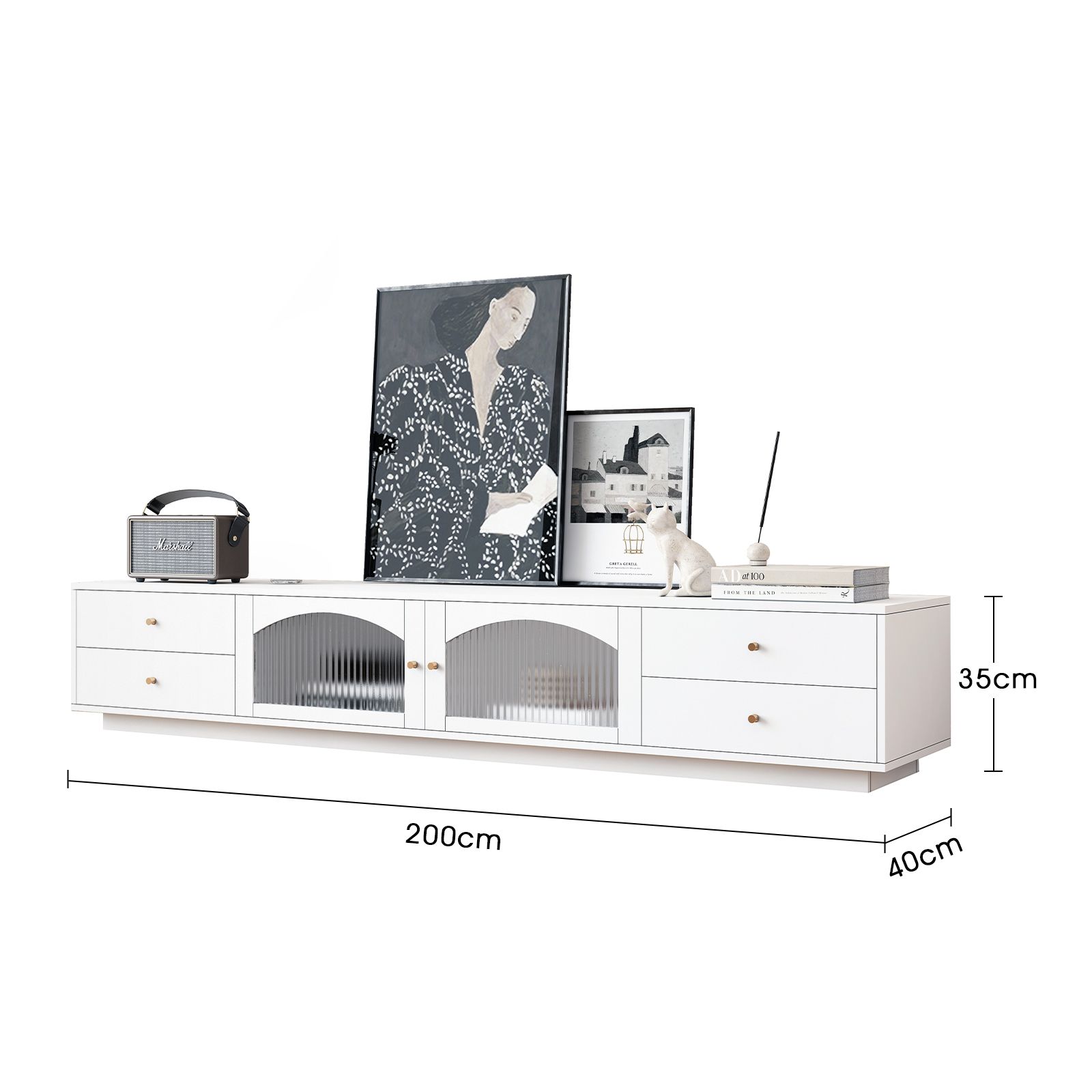 200cm TV Cabinet Stand Console Table Entertainment Centre Unit ...