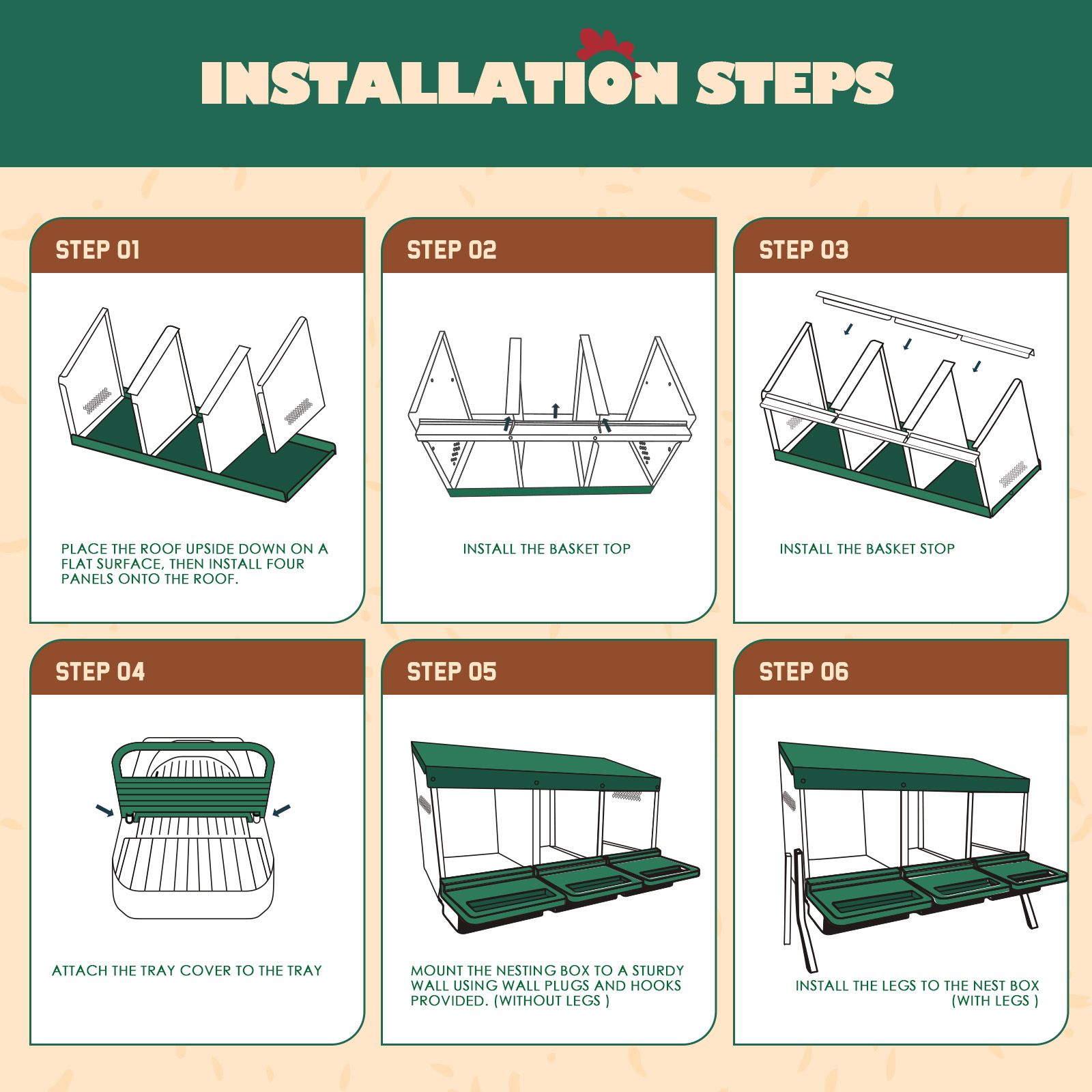 3 Hole Chicken Nesting Box Roll Away Hen Laying Boxes Chook Poultry Egg ...