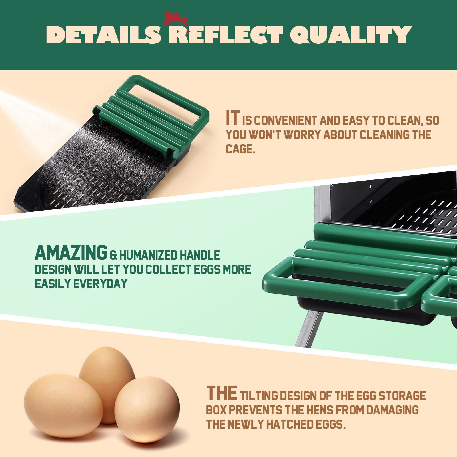 3 Hole Chicken Nesting Box Roll Away Hen Laying Boxes Chook Poultry Egg ...