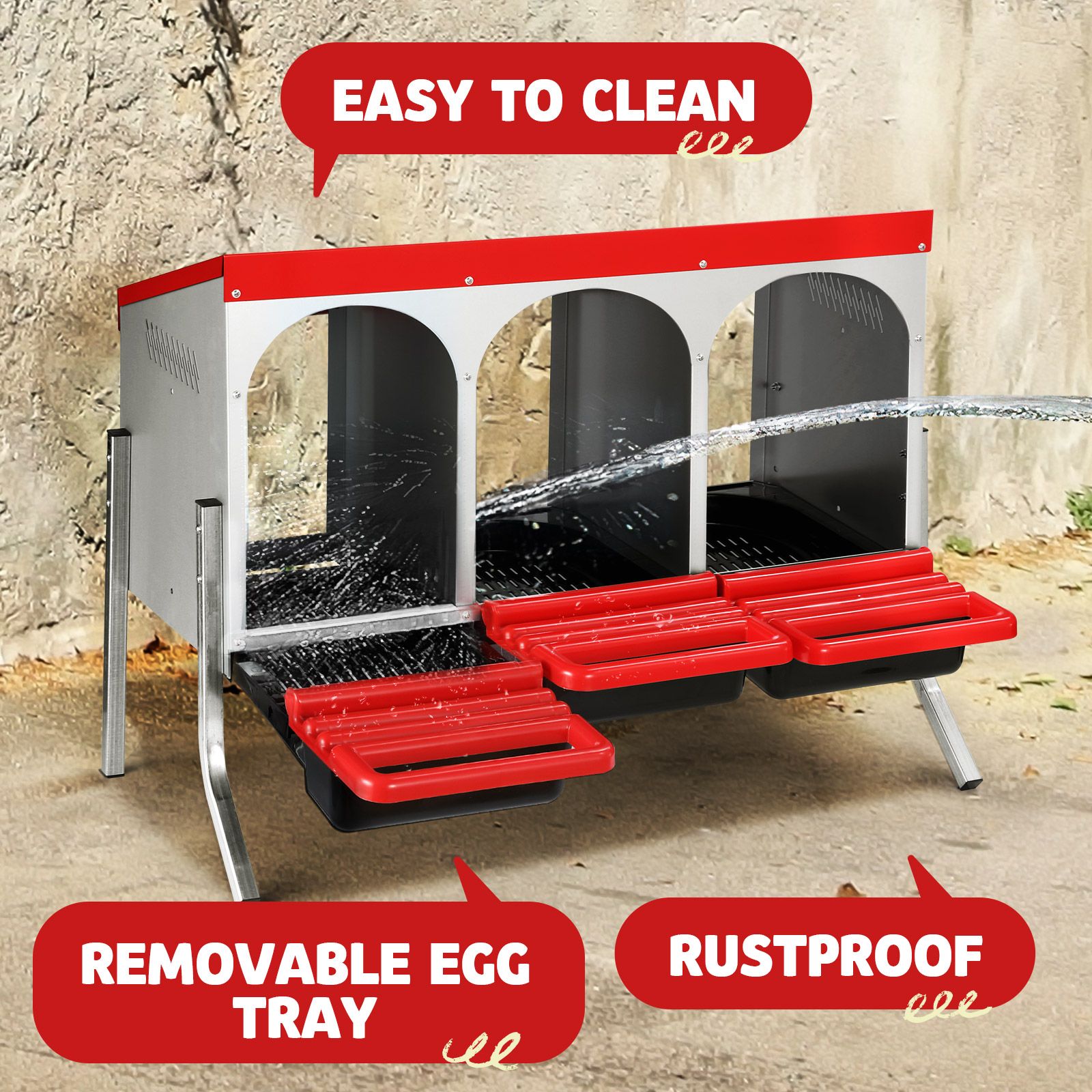 3 Hole Chicken Nesting Box Roll Away Hen Chook Laying Boxes Poultry ...