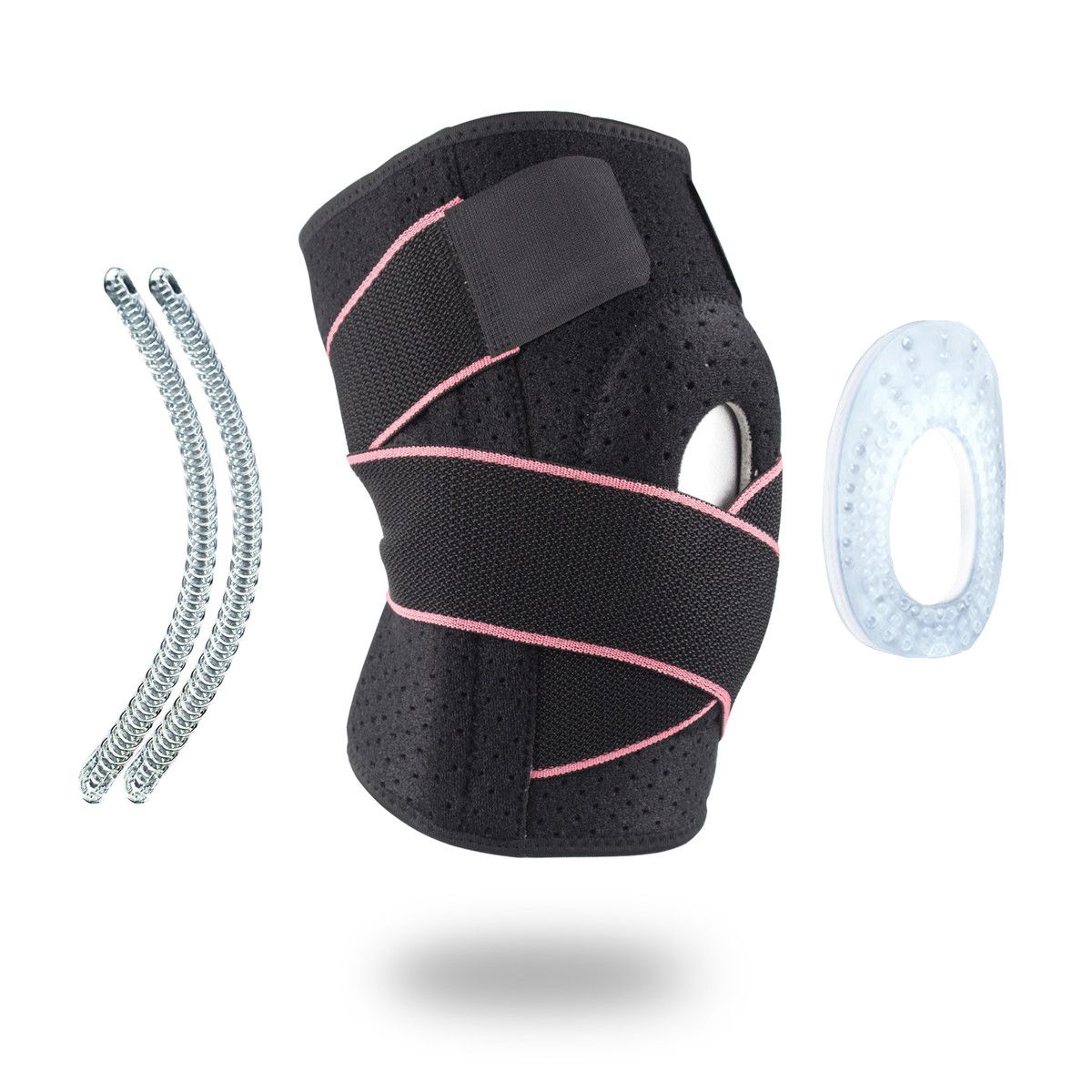 Pink - Knee Brace with Side Stabilizers & Patella Gel Pads for Knee ...