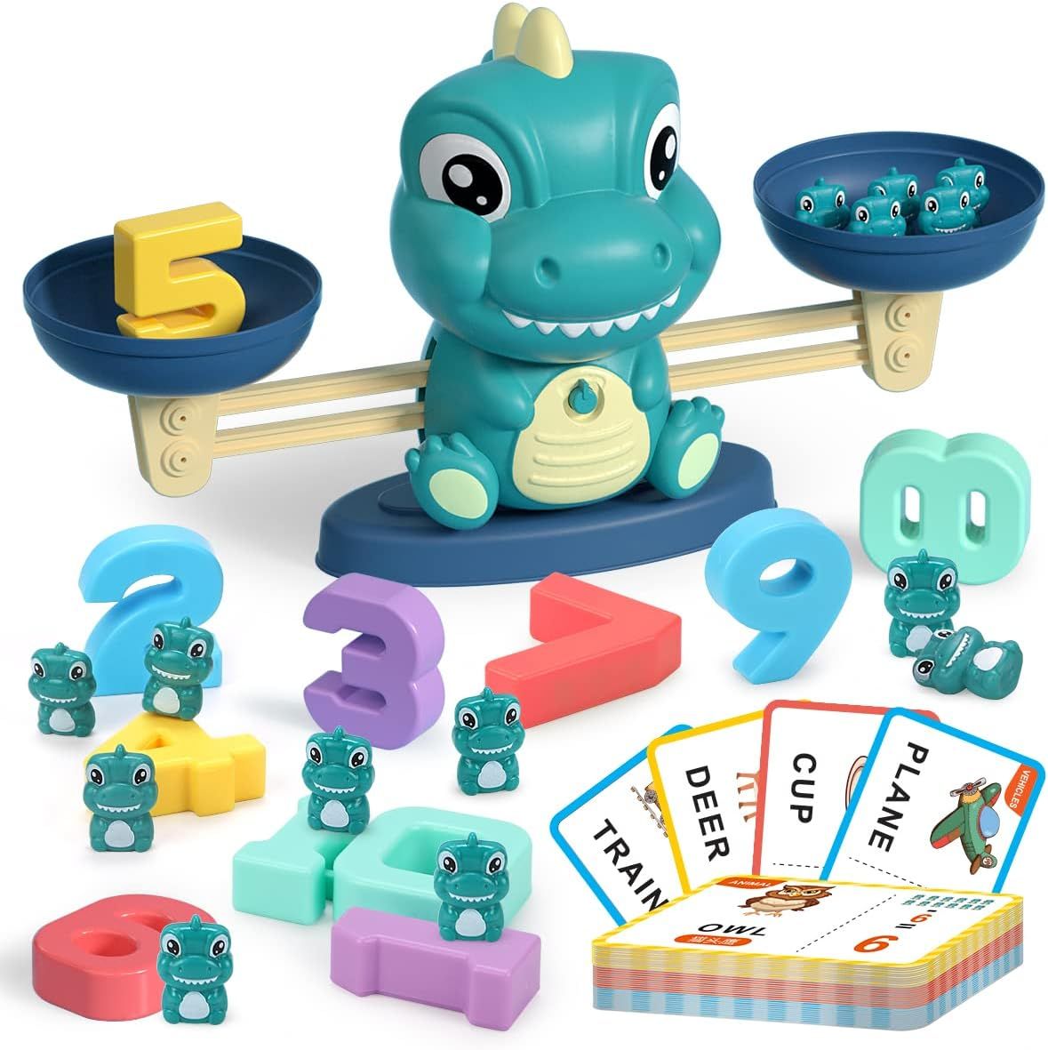 Dinosaur English Learning Toy Set,Balance Counting Math Toy with ...