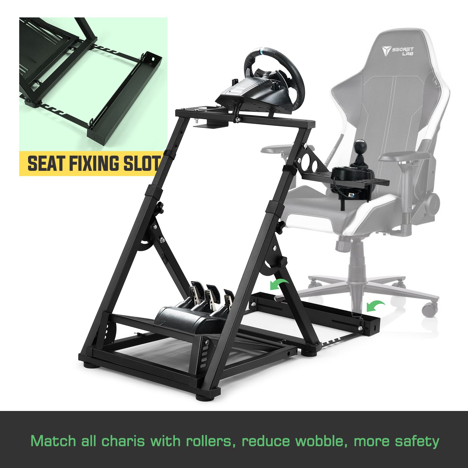Racing Simulator Wheel Stand Flight Upgraded Sim Cockpit Foldable ...