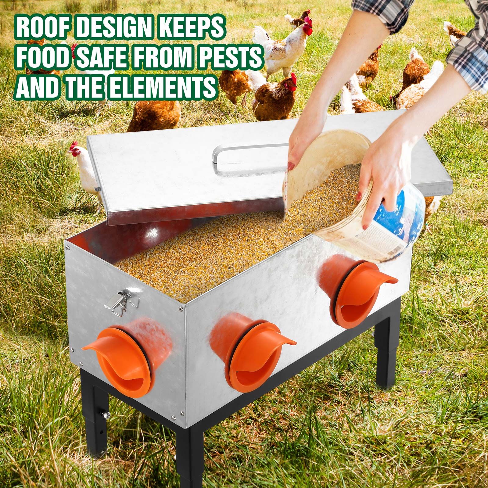 Auto Chicken Feeder 13L Automatic Coop Chook Hen Poultry Food Dispenser ...