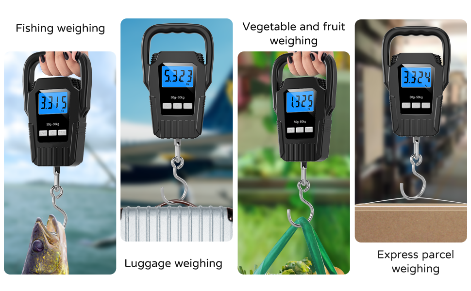 Digital Fish Scale Hanging Scale Fishing Scale,110lb/50kg Luggage Scale ...