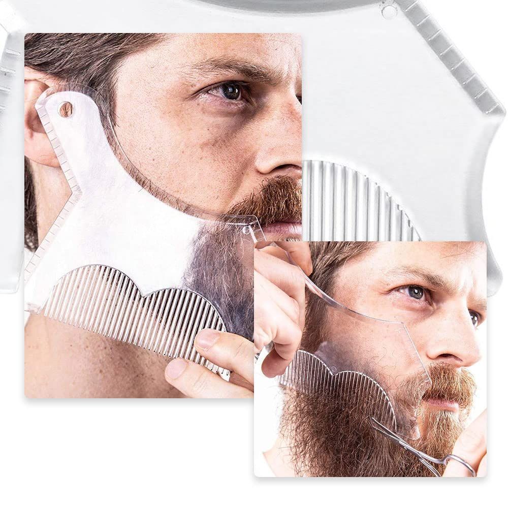 2Pcs Beard Styling Comb and Template 2 in 1 Beard Shaper Transparent ...