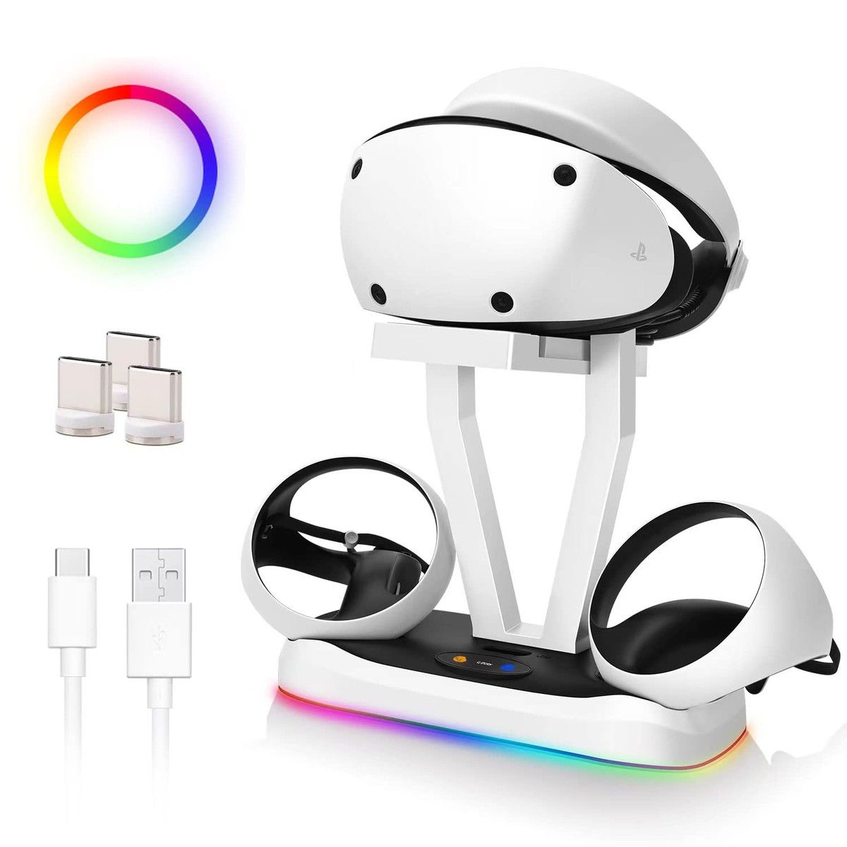 Replacement PS VR2 Controller Charging Dock RGB Light Vertical Station ...
