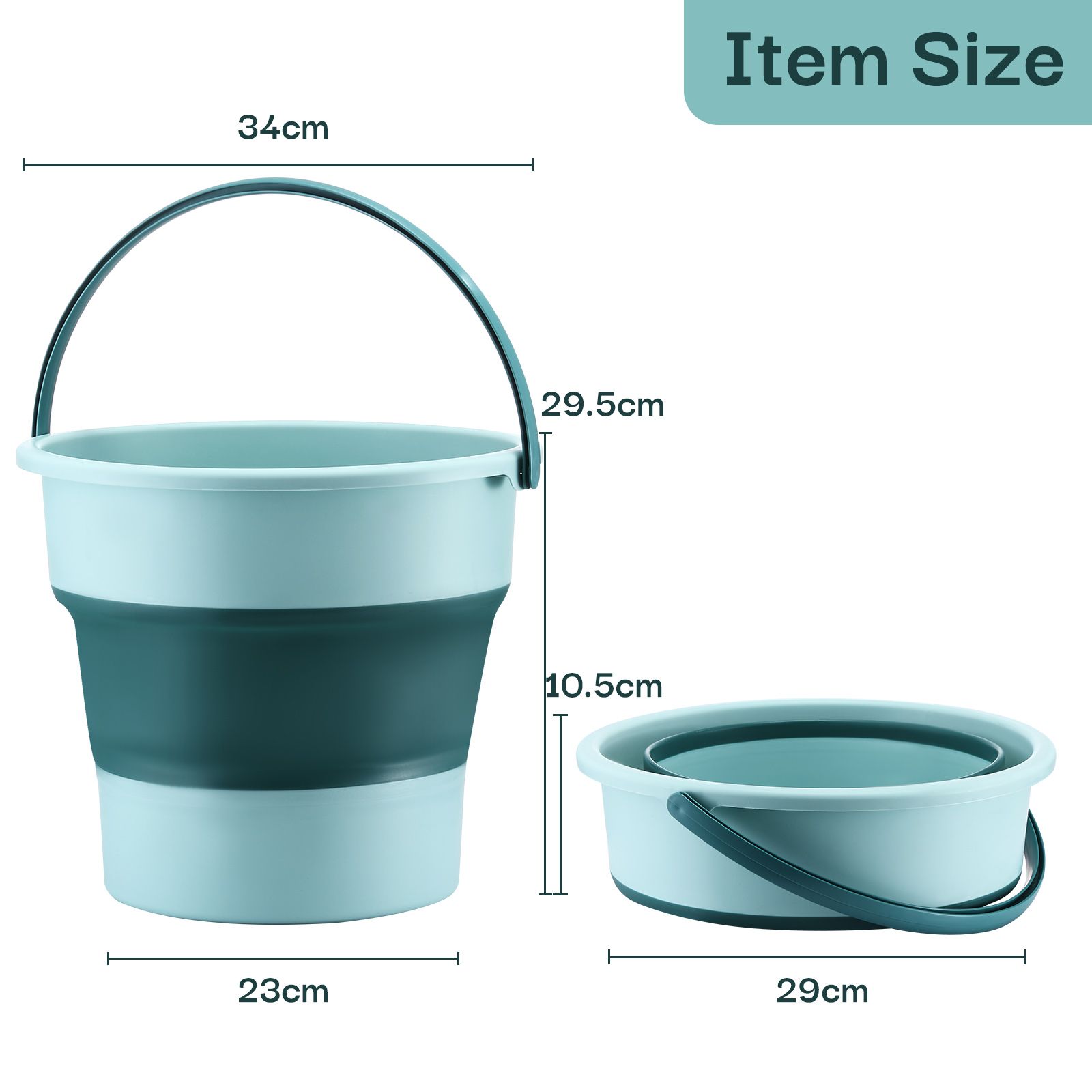 17L Collapsible Bucket Pail Plastic Water Container Car Wash Camping ...