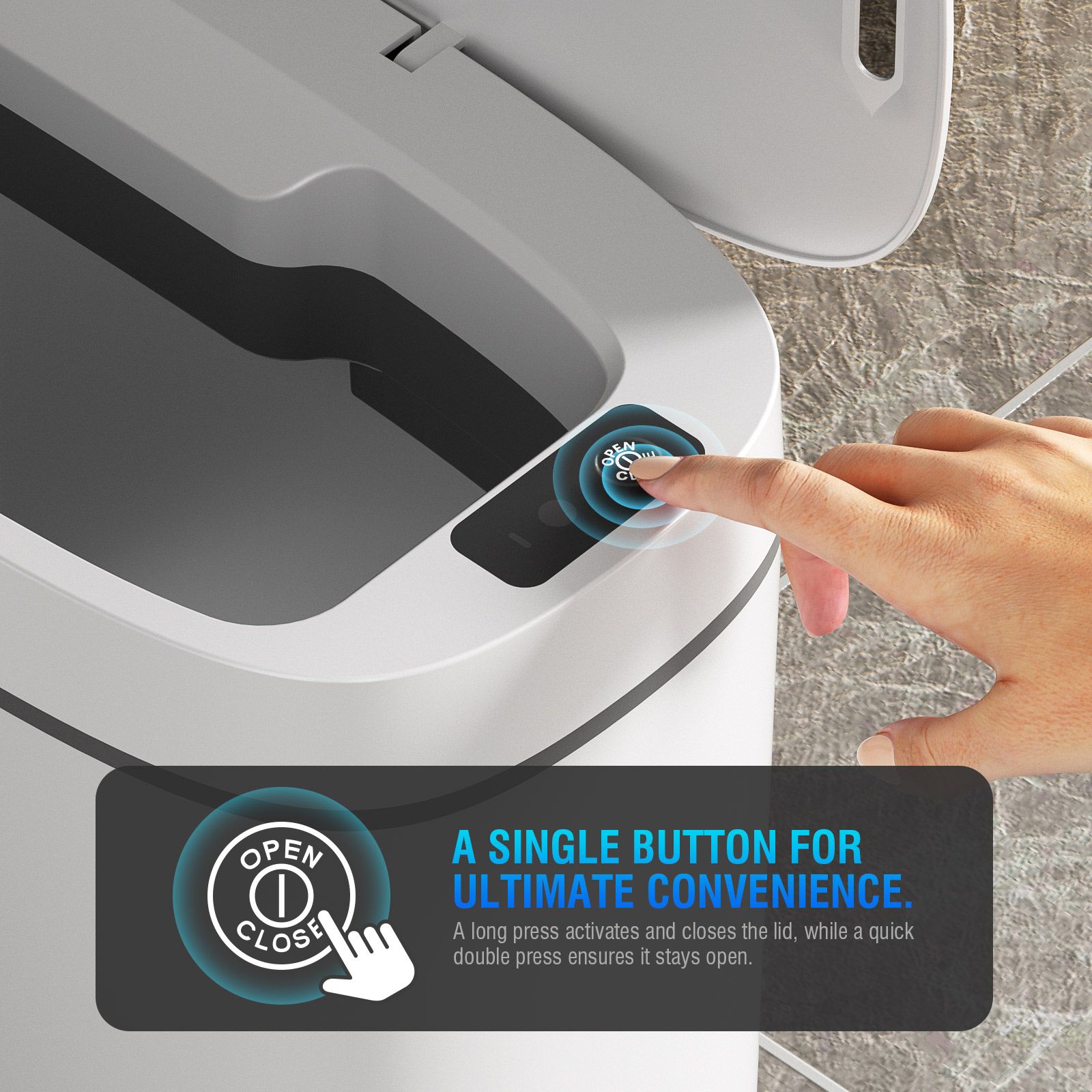 Smart Trash Bin 14L Rubbish Recycling Waste Bin Sensor Automatic Motion ...