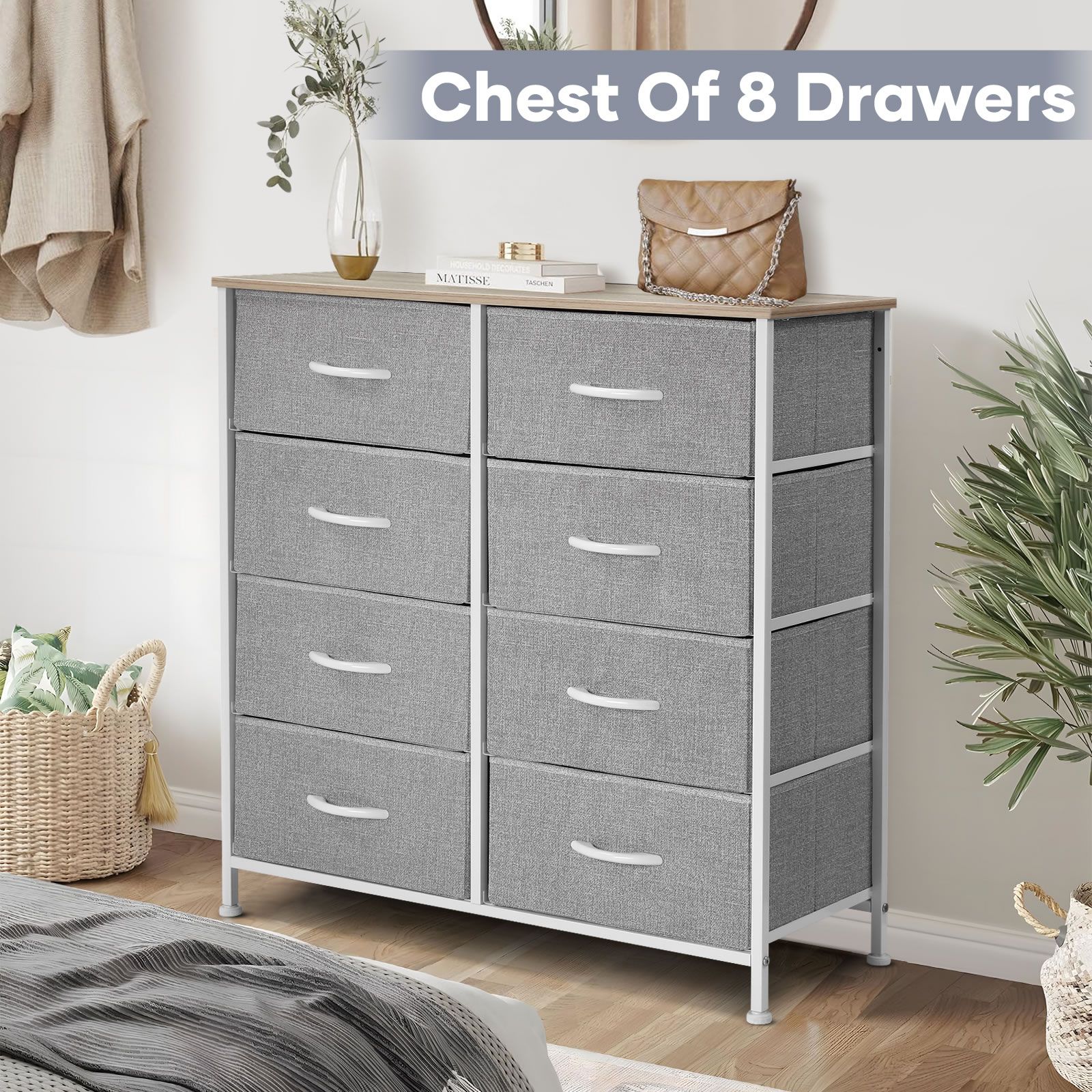 Chest of 8 Drawers Cabinet Dresser Tallboy Wardrobe Storage Unit TV ...