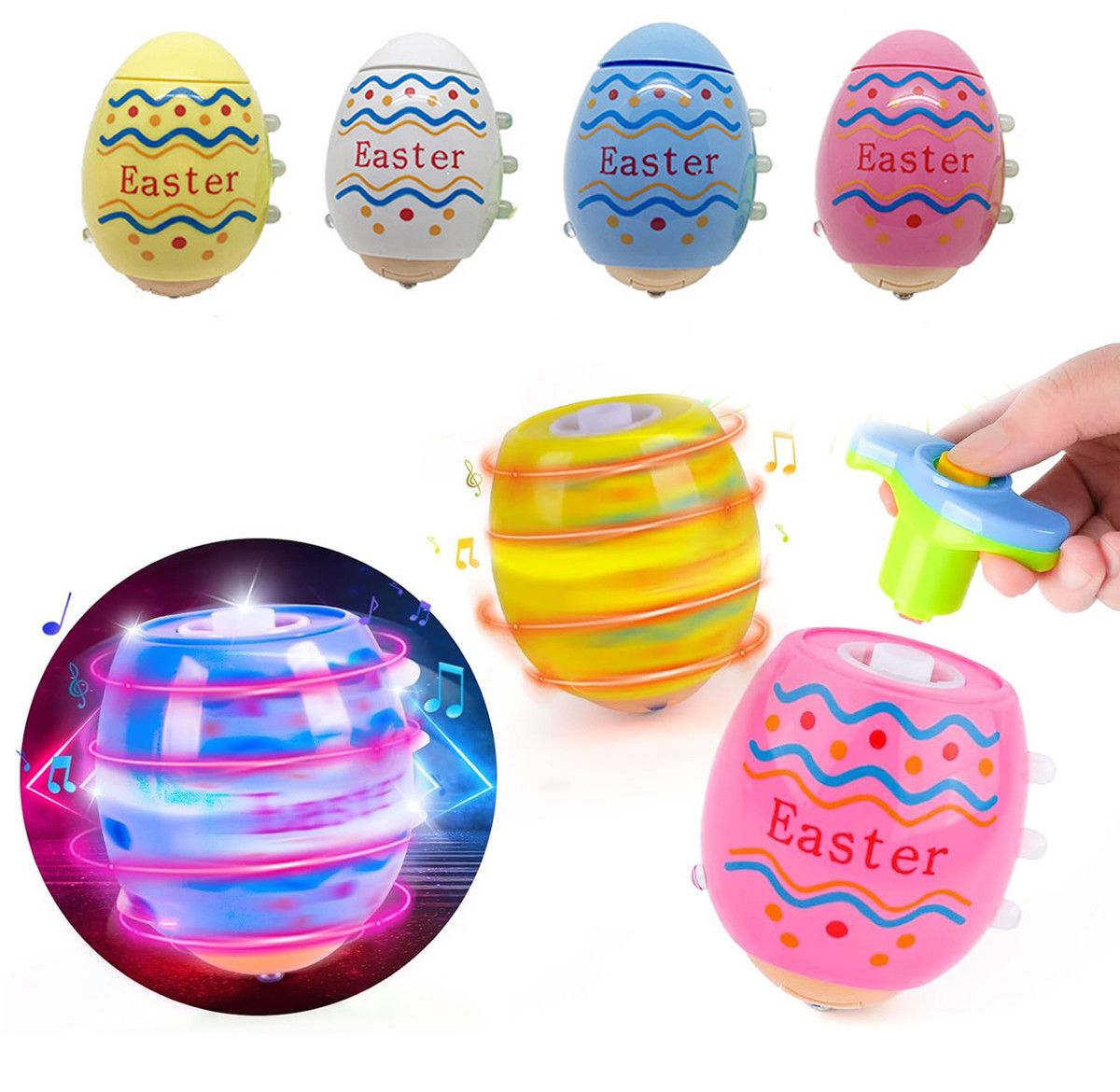 4-Pack Easter Eggs Toys, LED Light Up Toys, Lighting & Singing Party ...