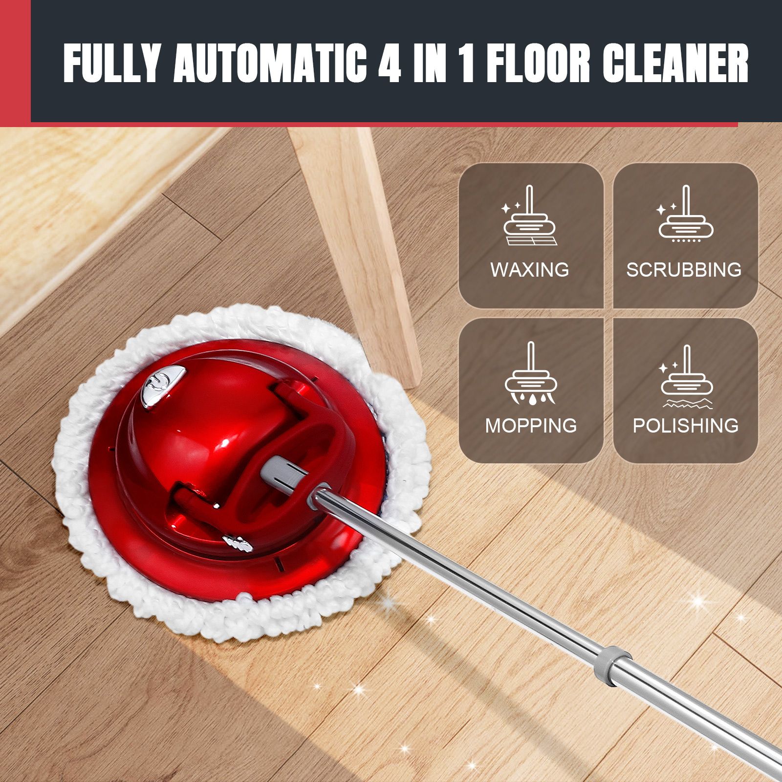 4 in 1 Floor Spin Mop Cordless Electric Spinning Cleaner Scrubber ...