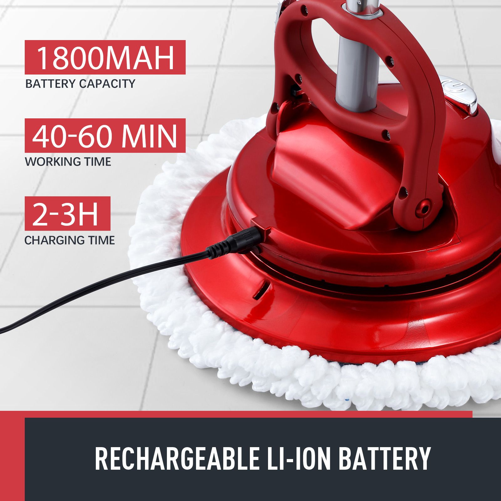 4 in 1 Floor Spin Mop Cordless Electric Spinning Cleaner Scrubber ...