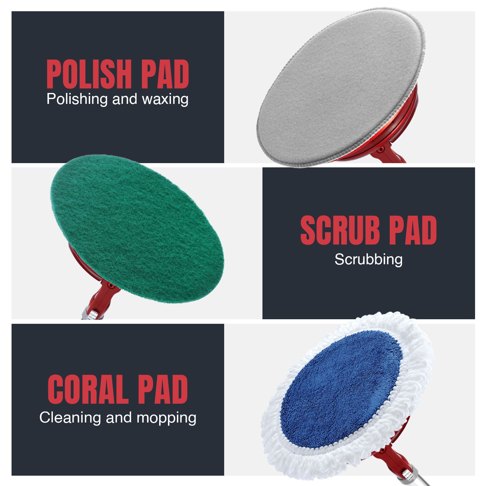 4 in 1 Floor Spin Mop Cordless Electric Spinning Cleaner Scrubber ...