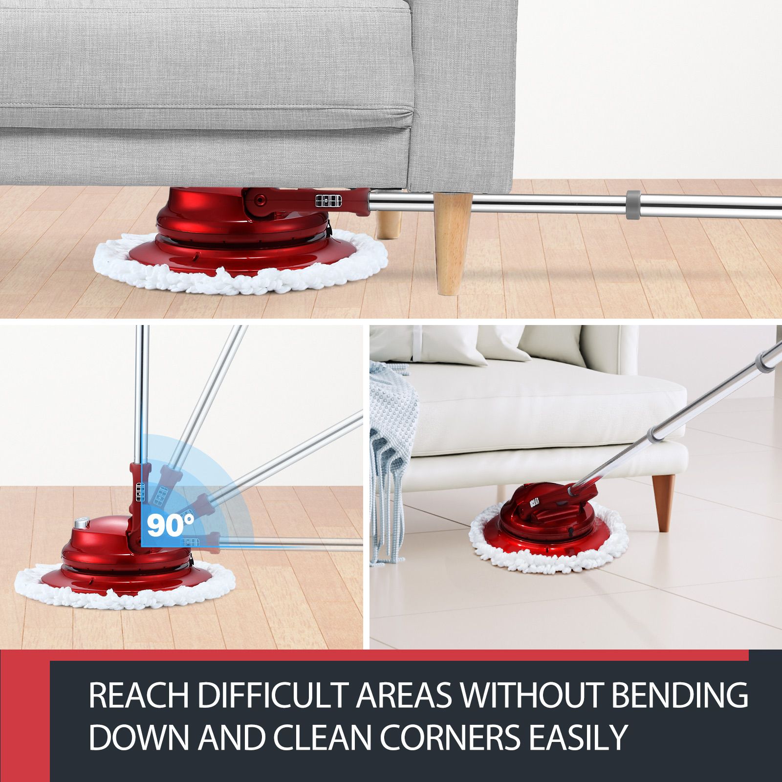 4 in 1 Floor Spin Mop Cordless Electric Spinning Cleaner Scrubber ...