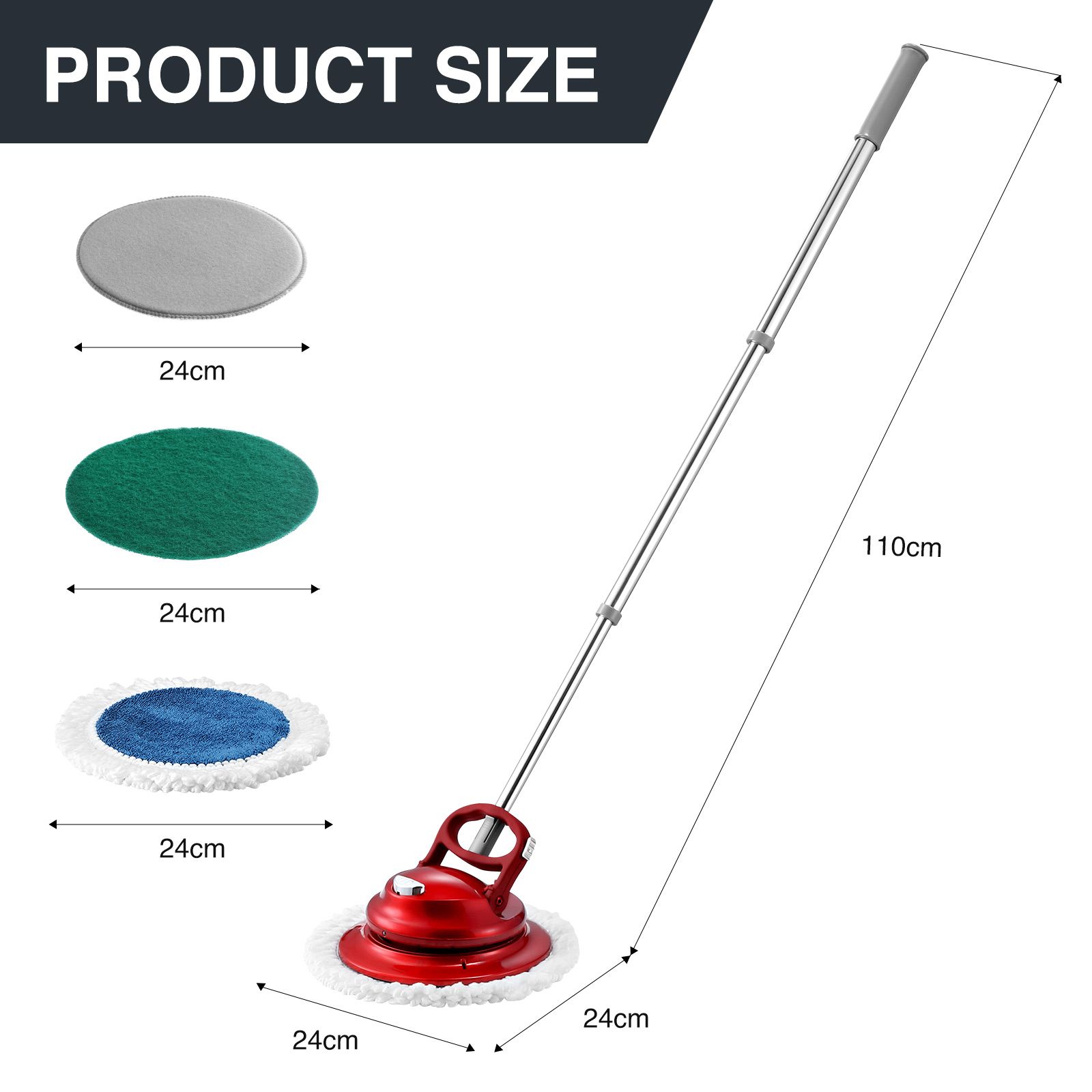 4 in 1 Floor Spin Mop Cordless Electric Spinning Cleaner Scrubber ...