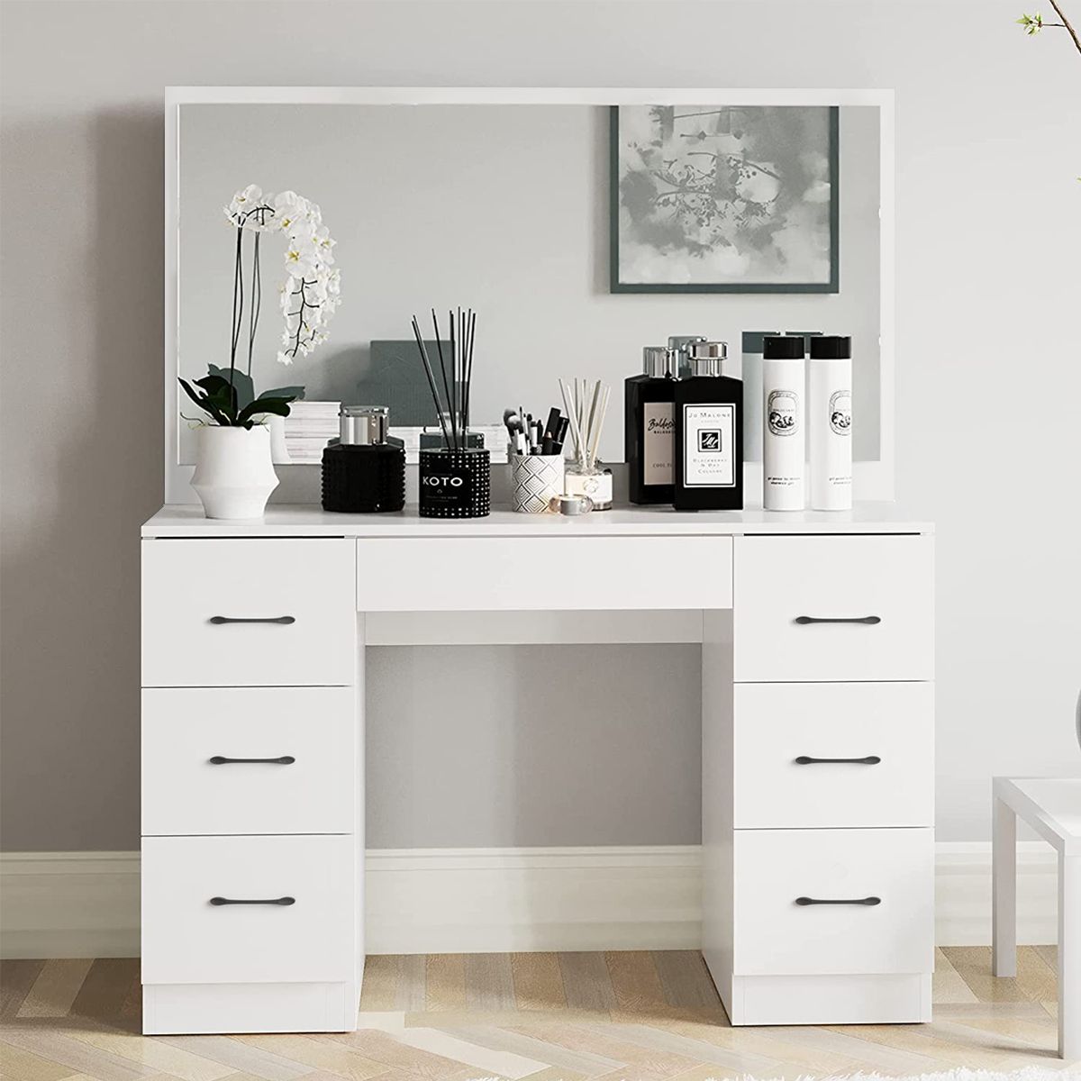 Dressing Table Set with Mirror Makeup Dresser Vanity Modern Home ...