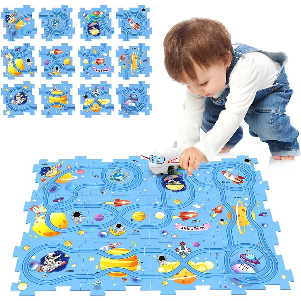 Children Educational Track Car DIY Free Assembly Map Scene To Build ...