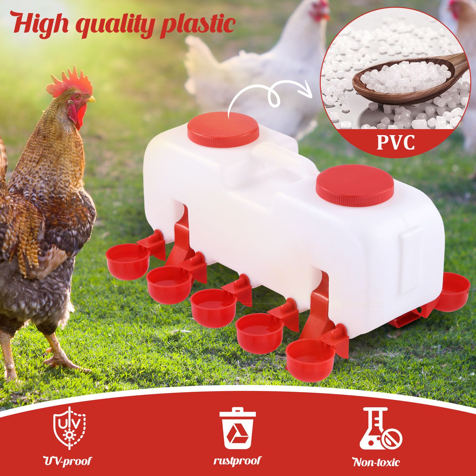 Chicken Water Feeder Auto Chick Waterer Automatic Poultry Dispenser ...