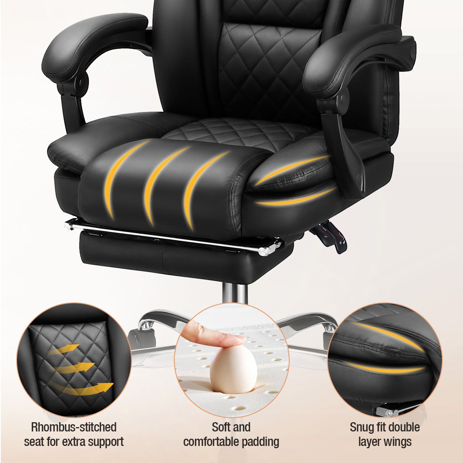 Massage Office Chair Heated Executive Computer Desk PU Leather Work ...