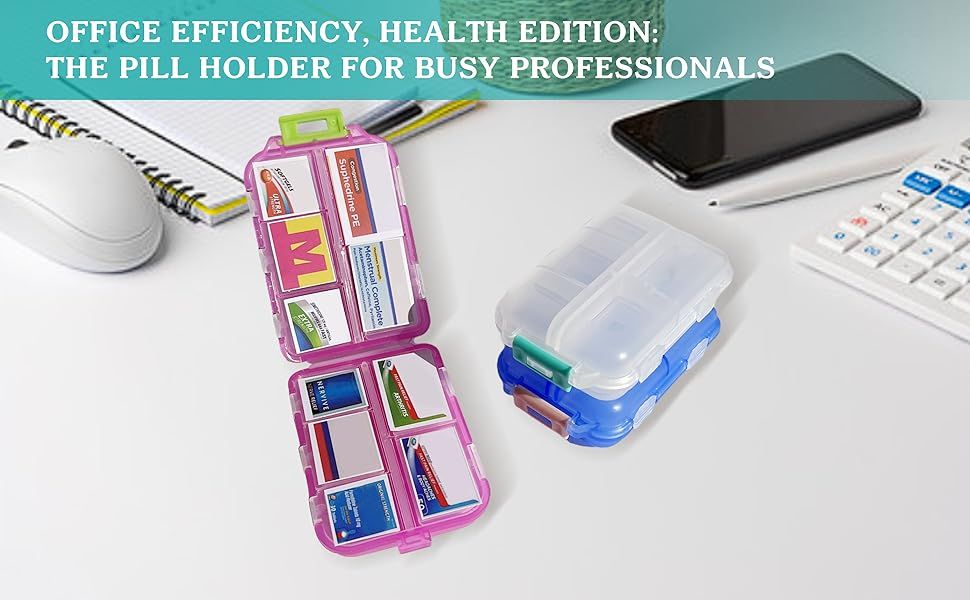 Pill Organizer with Medicine Labels Travel Daily Pill Container Mini ...