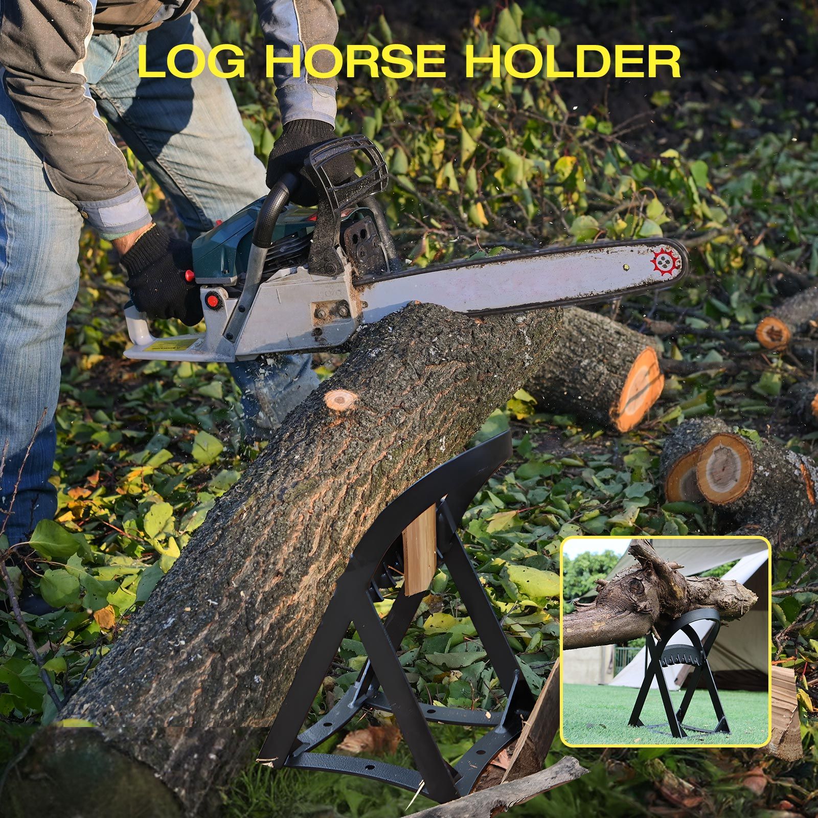 Firewood Splitter 3-in-1 Manual Log Horse Wood Splitting Cutter Holder ...