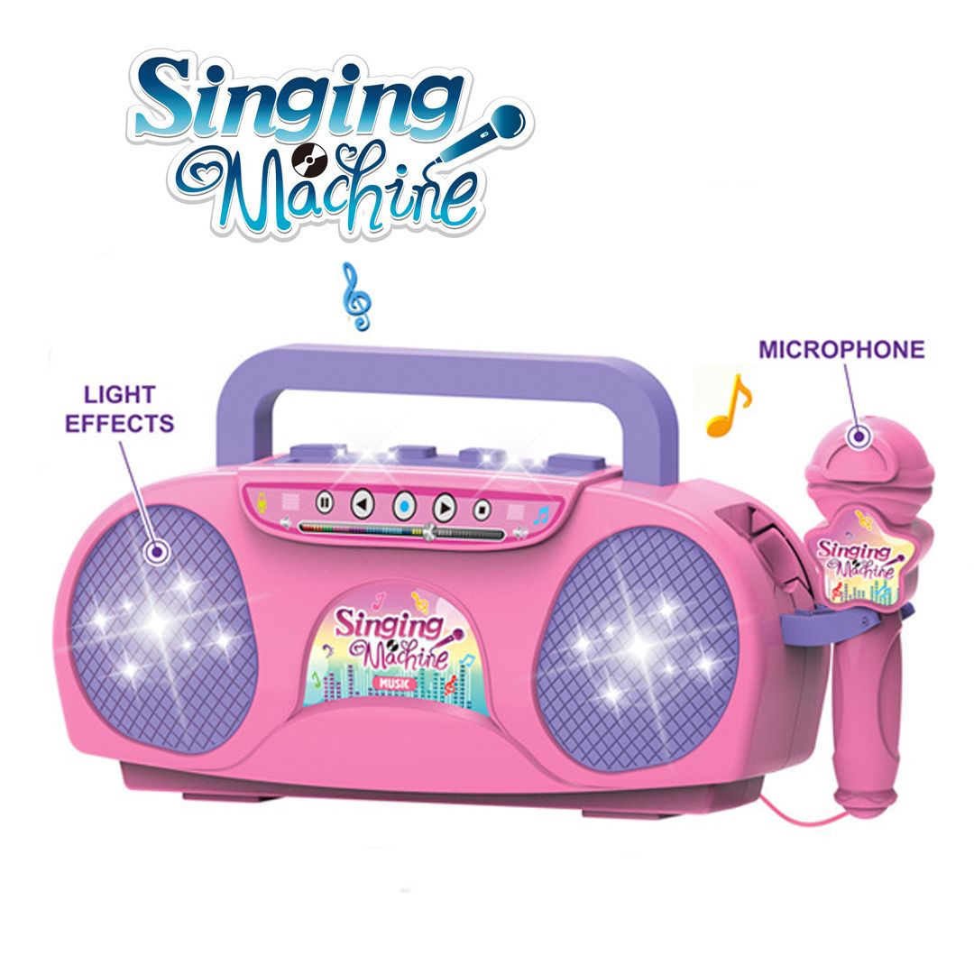Karaoke Machine Kids Sing Along Speaker Microphone Pink Boom Box ...