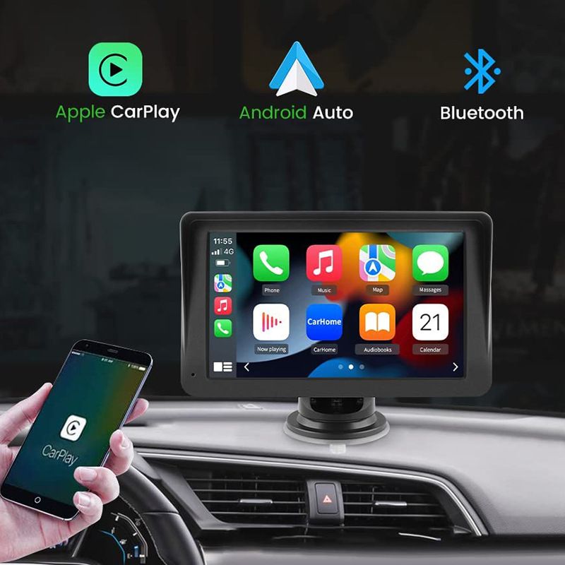 Wireless Apple Car Play Portable Car Screen, 7 Inch HD IPS Touchscreen ...