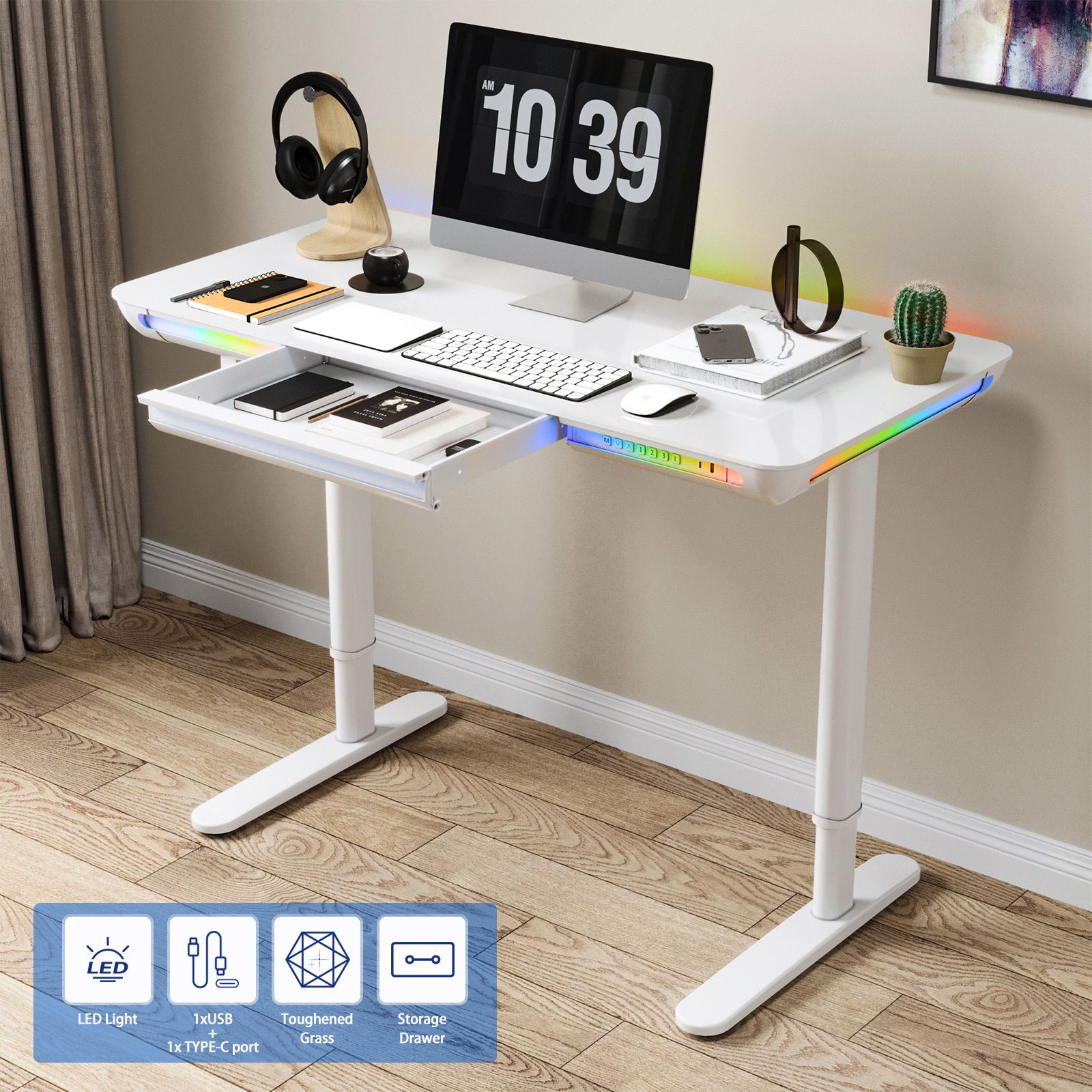Electric Standing Desk Sit Stand Up Computer Table Height Adjustable ...