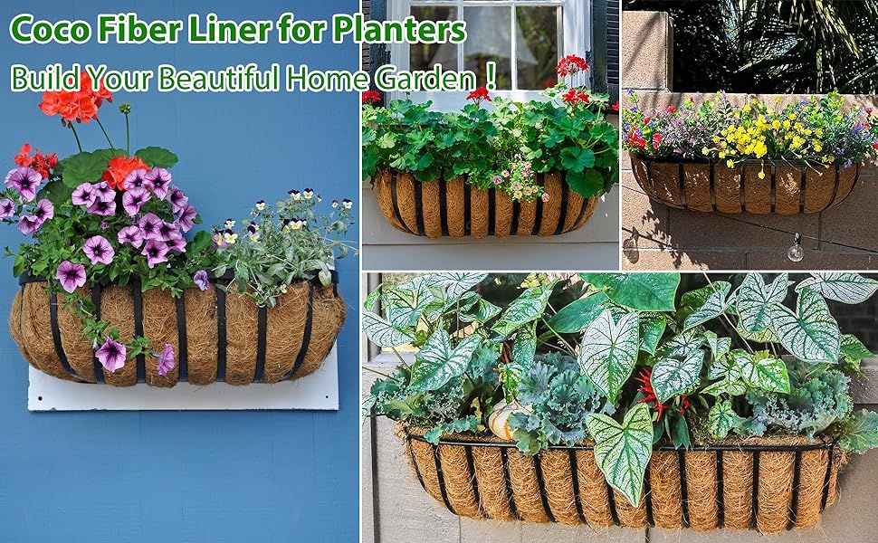 Coco Liners for Planters,4 Pack 24 Inch Trough Coconut Liners for ...