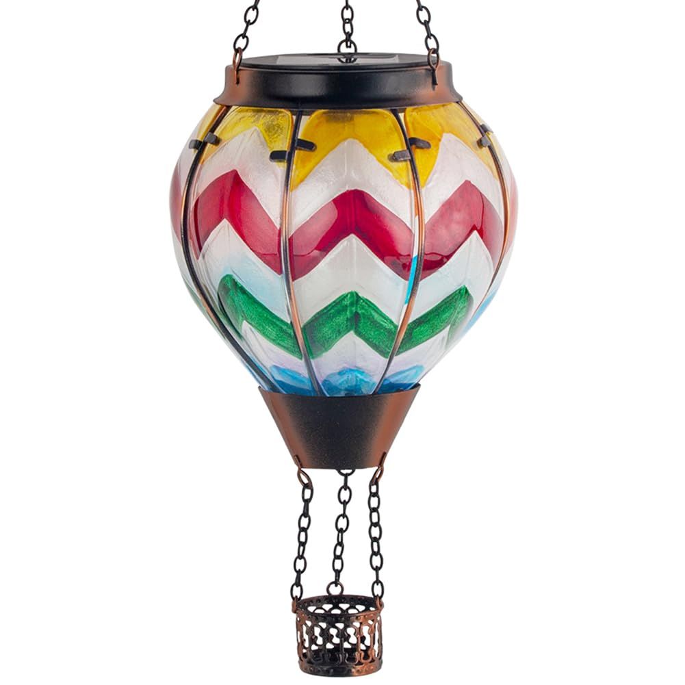 Colorful Hot Air Balloon Solar Lantern with Flickering Flame Light ...