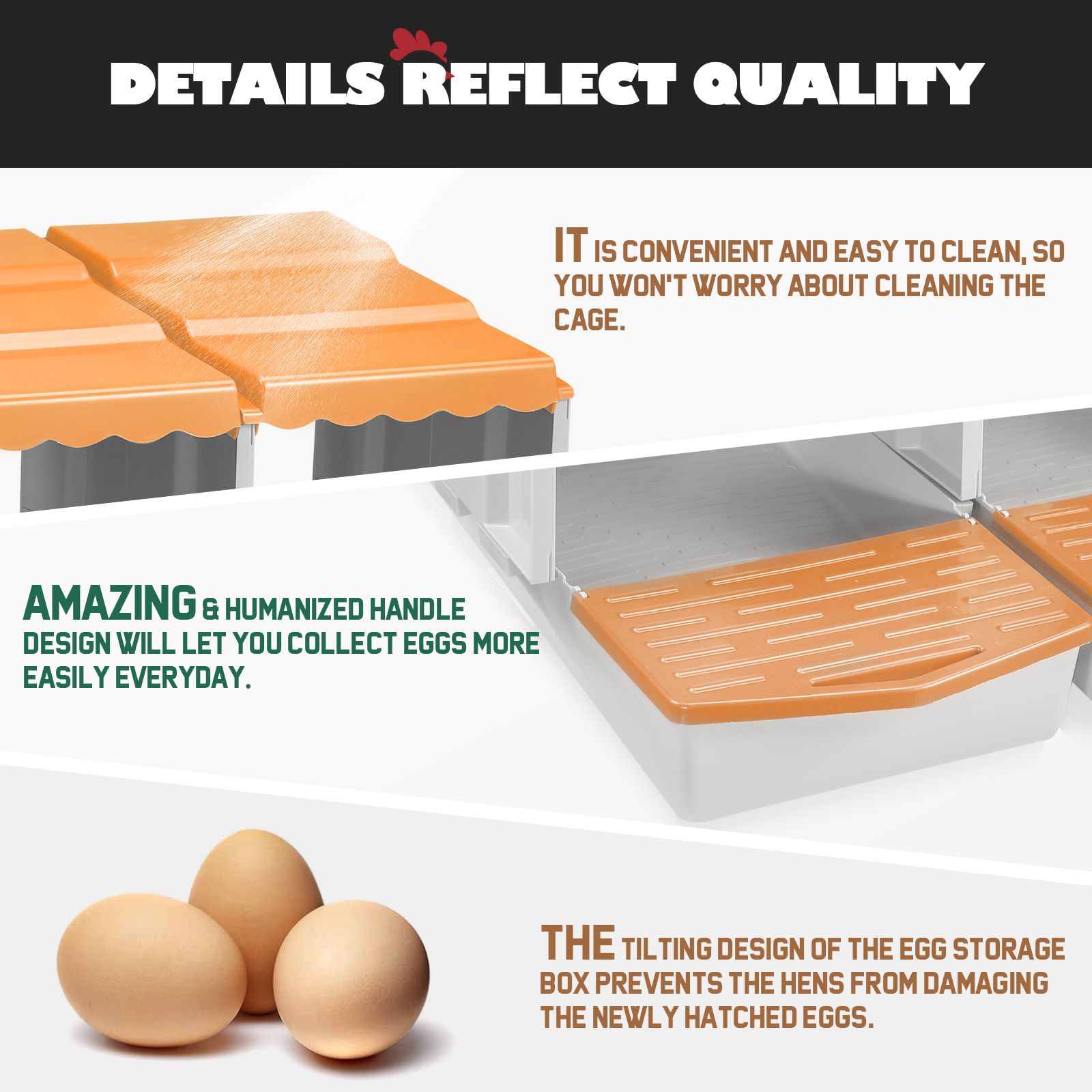 3 Hole Chicken Nesting Box Hen Chook Roll Away Modular Laying Boxes ...