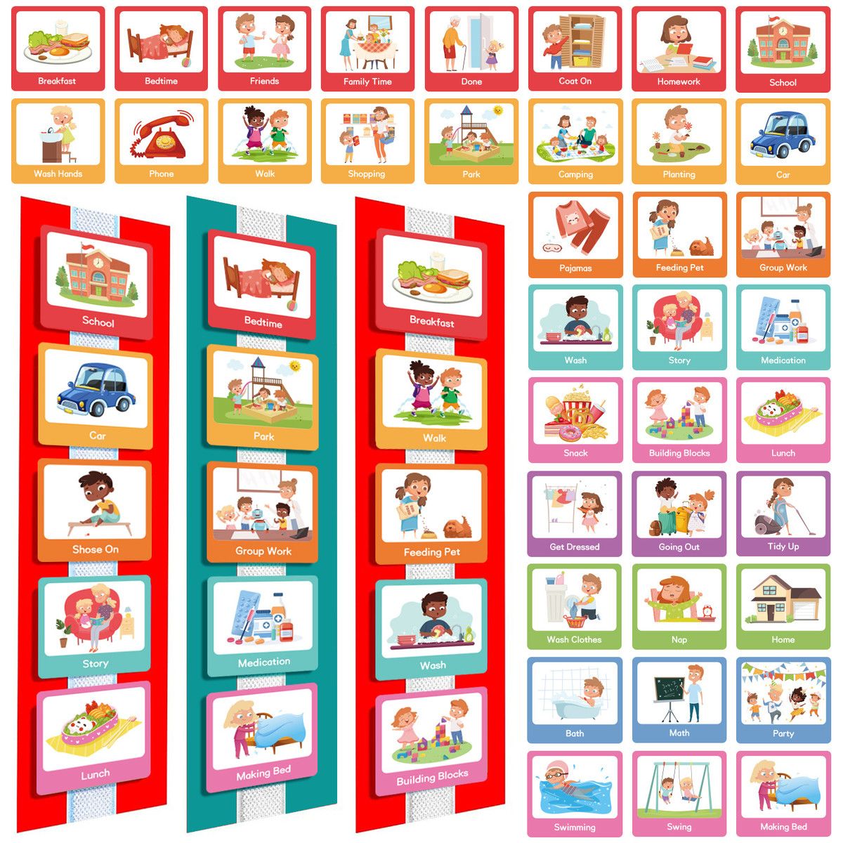 60 Pieces Visual Schedule Cards Daily Routine Cards Home Chore Chart ...