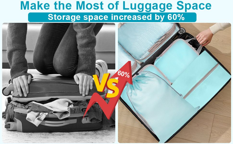Compression Packing Cubes for Suitcases 6 Set, Expandable Travel ...
