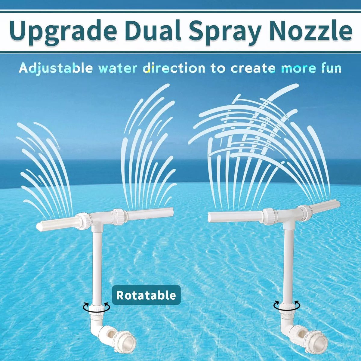 WaterPool Fountain Dual Spray Adjustable Swimming Pool Waterfall ...