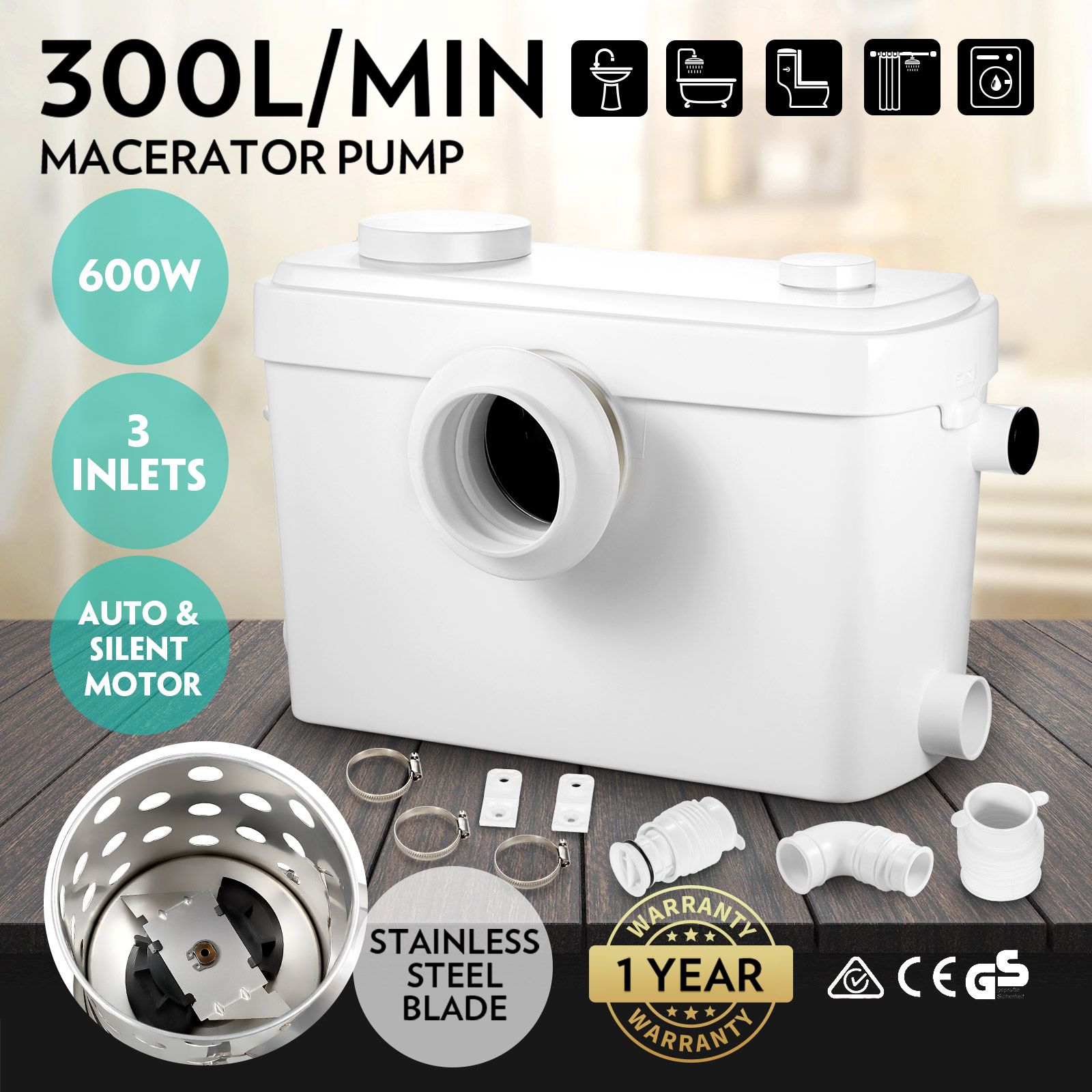 Macerator Sewage Pump Automatic Sump Macerating Flush Toilet Sink ...