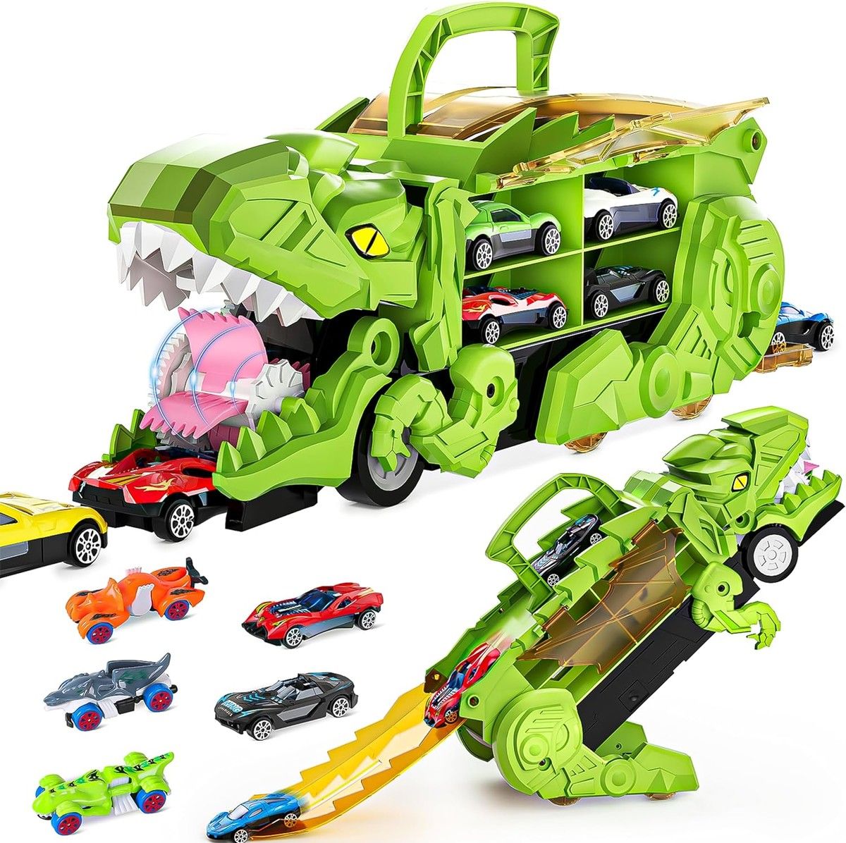 Transforms Car Toys for Kids, Tyrannosaurus Rex Cars Carrier Truck with ...