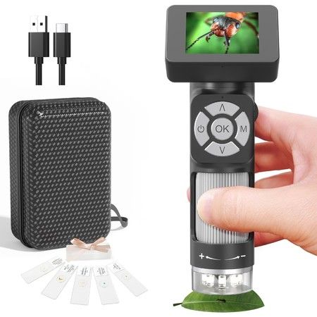 Portable Pocket Microscope Kit for Kids with 2" LCD Screen,Mini ...