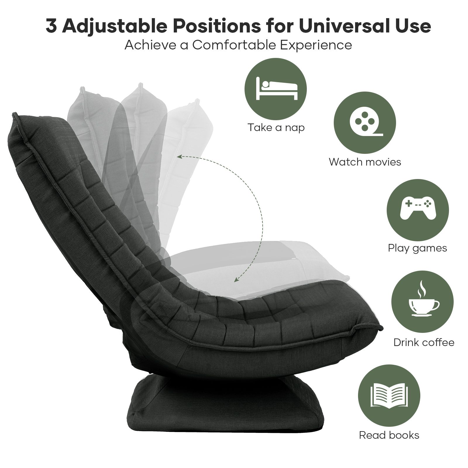 Floor Sofa Bed Chair Couch Lounge Recliner Folding 360 Degree Swivel ...