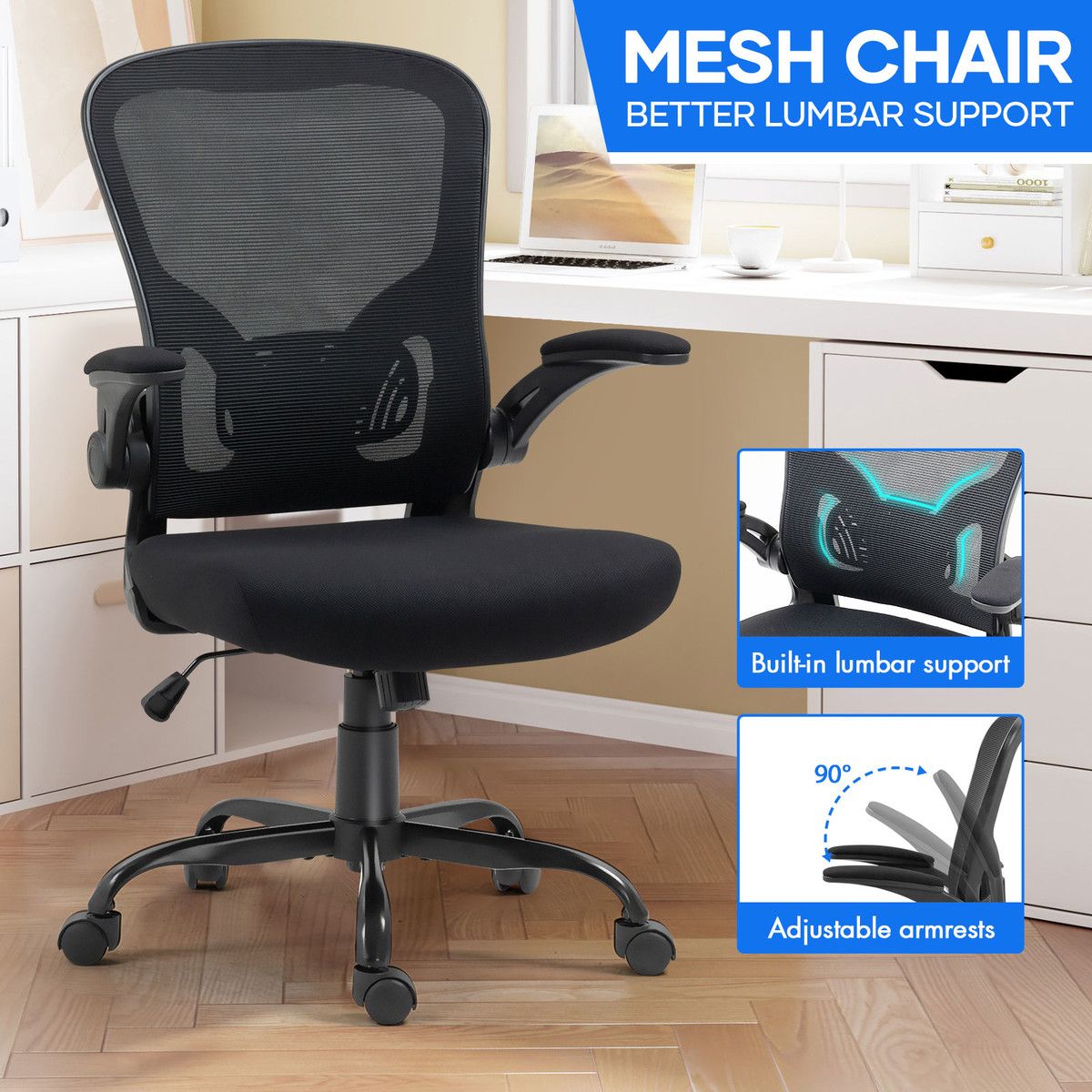 NEADER Mesh Office Chair Ergonomic Desk Reclining Armchair Study ...