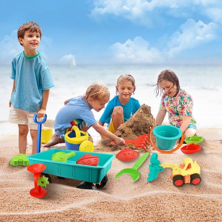 Kids Beach Sand Toys Set for Sandbox Sandpit Pretend Play Wagon Cart ...