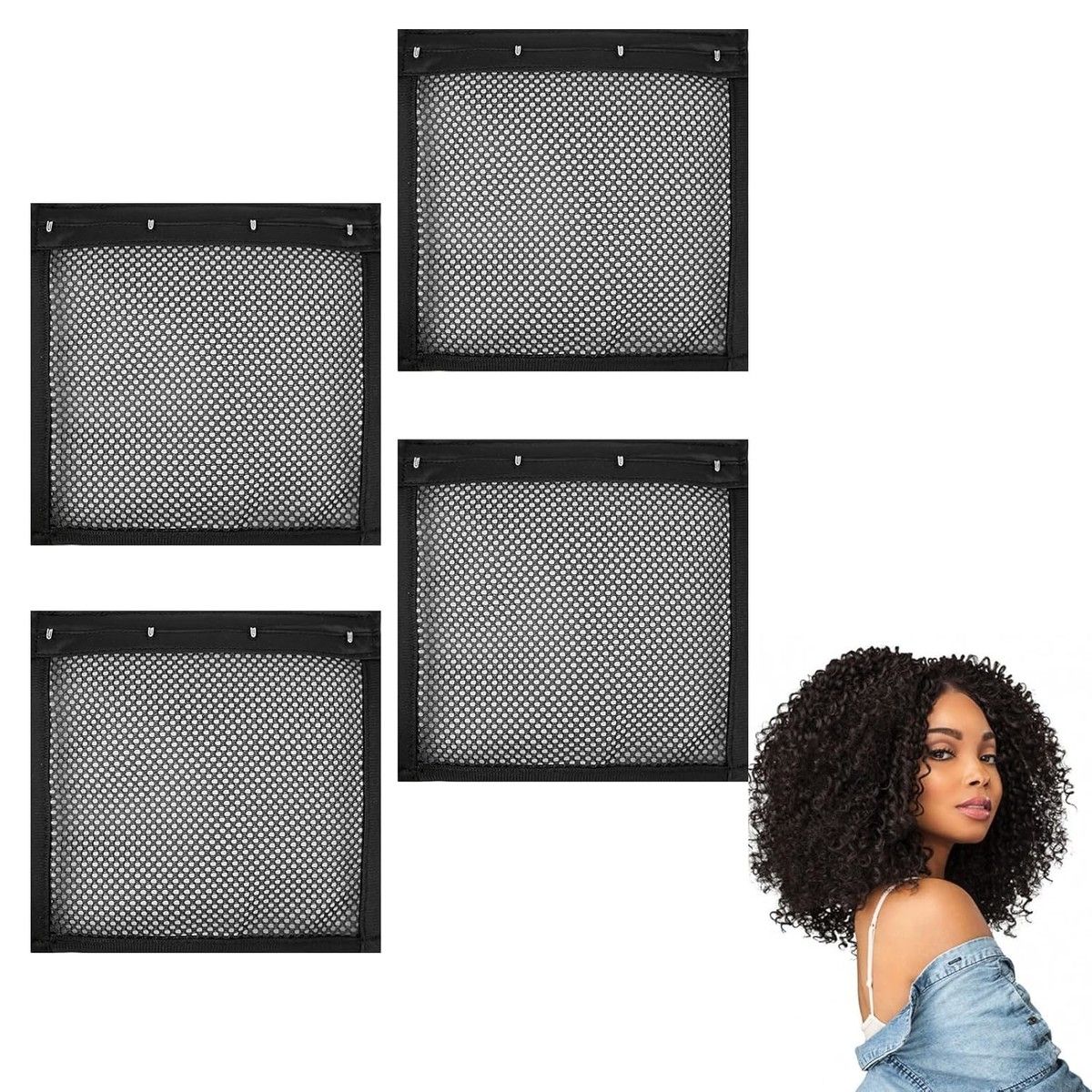 4Pcs Lock Hair Stretcher, Prevent Shrinkage Curls Lock Hair Net Curly ...