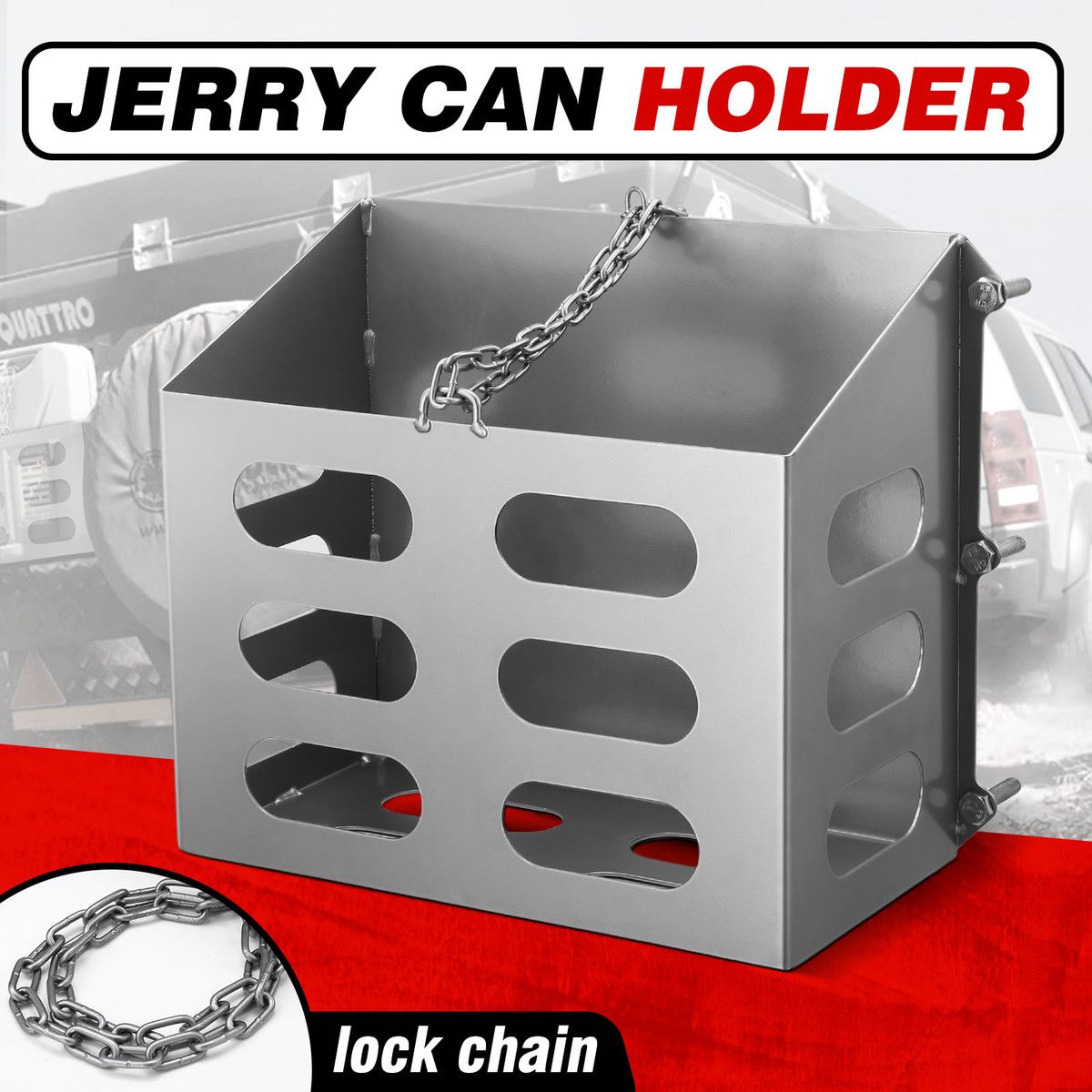 Jerry Gas Can Holder Lockable Metal Fuel Jug Container Water Petrol ...