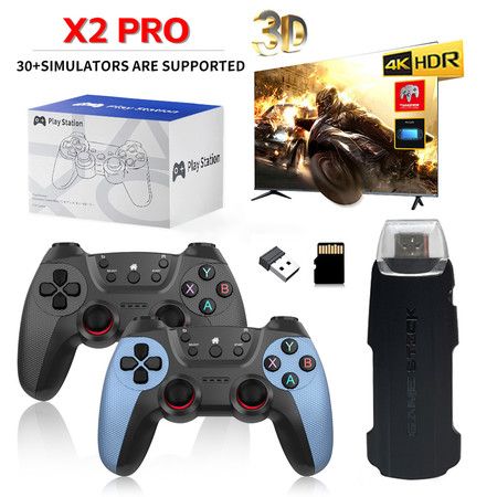 X2 PRO Retro Game Sticks with 2.4G Dual Wireless Controllers, 4K HD ...