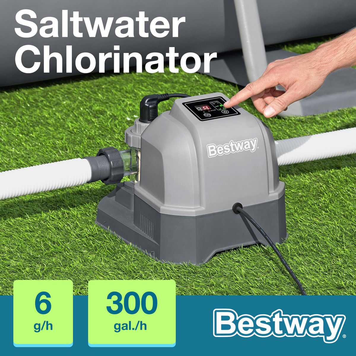 Bestway Hydrogenic Saltwater Chlorinator 6g/h Self Cleaning Salt Water ...